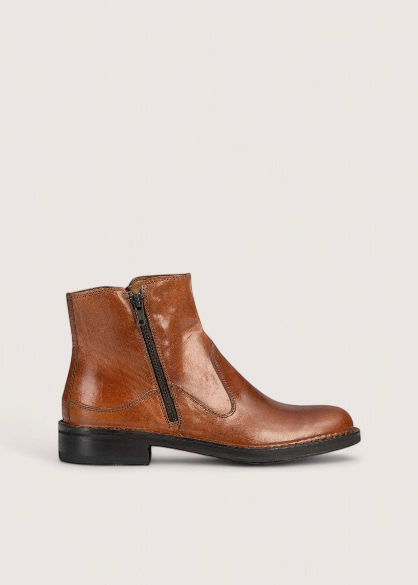 Bubetti 2558 Bred cognac støvle med dobbelt lynlås